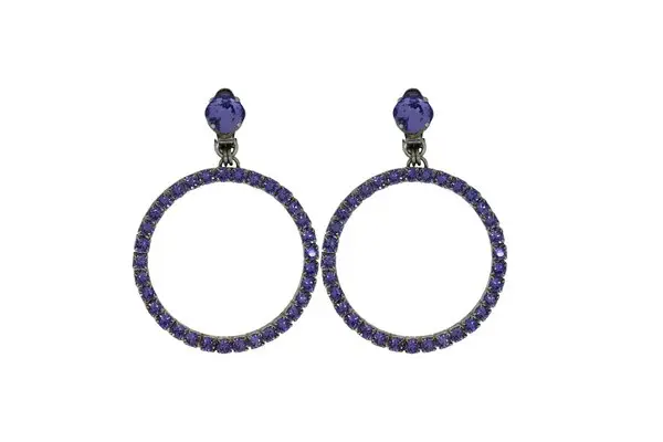 VICKISARGE The Medium Hoop Earrings In Platinum Pierced - Purple