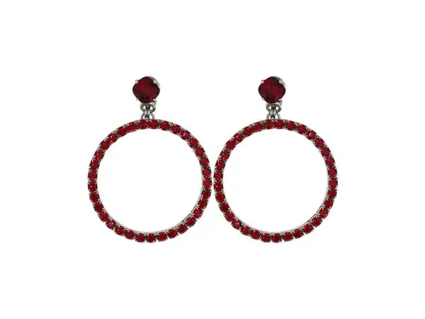 VICKISARGE The Medium Hoop Earrings In Platinum Pierced - Red