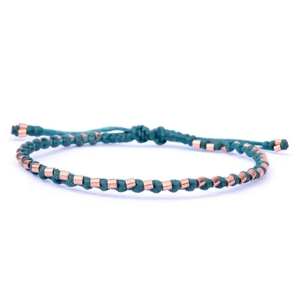 HARBOUR UK The Healer Copper Rope Bracelet Aqua - Green