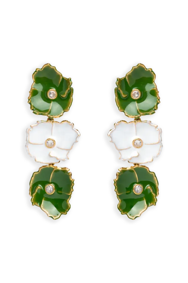 LAVANI JEWELS White And Prunus Earrings - Green