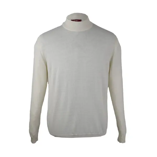 DAVID WEJ Neutrals Dennis Wool Mock Turtle Neck Jumper Off - White