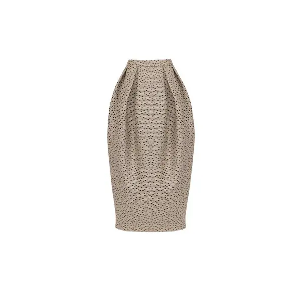 GEORGETTE Neutrals Sculptural Midi Pencil Skirt - Beige