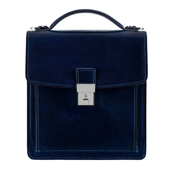 TIME RESISTANCE Small Leather Briefcase Walden - Blue