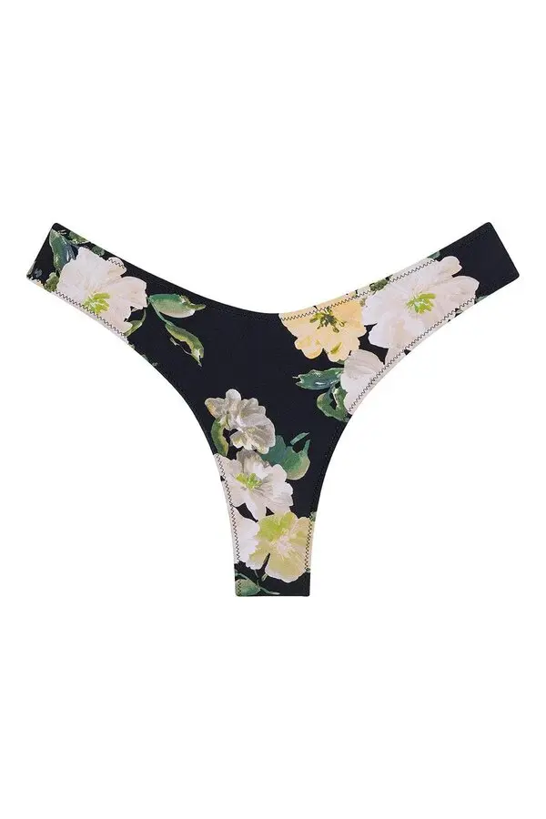 MONTCE Liz Floral Lulu Zig-zag Stitch Bikini Bottom - Brown