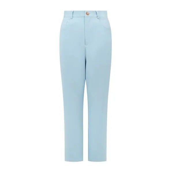 SOUR FIGS Medallion Button Tailored Cigarette Trousers In Powder - Blue