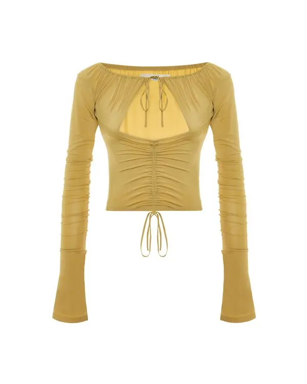 MAISON SEL Gathered Top In Celestial - Yellow