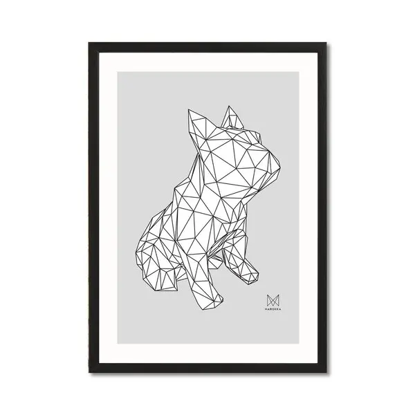 MAROKKA DESIGN French Bulldog Geometric Print Frank White On A Background - Grey
