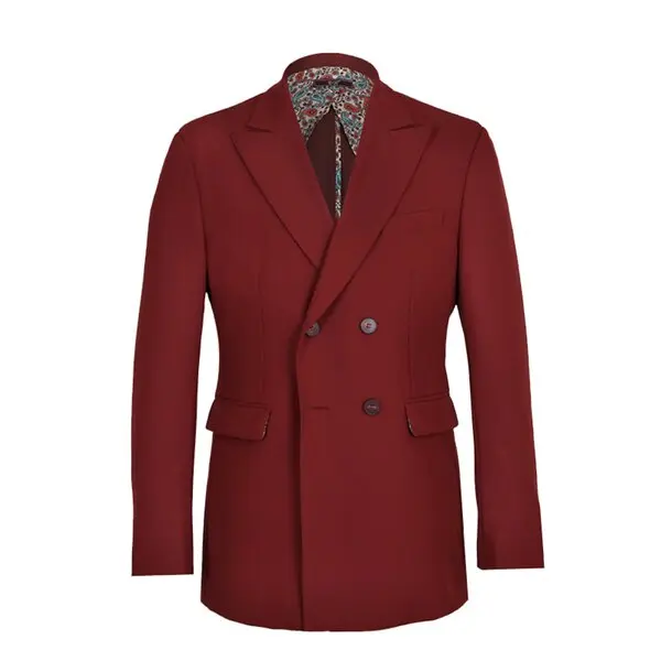 DAVID WEJ Ashford Relaxed Double-breasted Blazer – Burgundy - Red