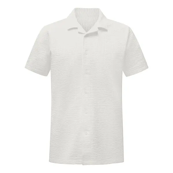 VUSTRA Waffle Knit Camp Shirt For - White