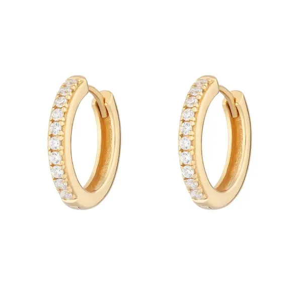 SCREAM PRETTY Large Huggie Earrings With Clear Stones - Gold