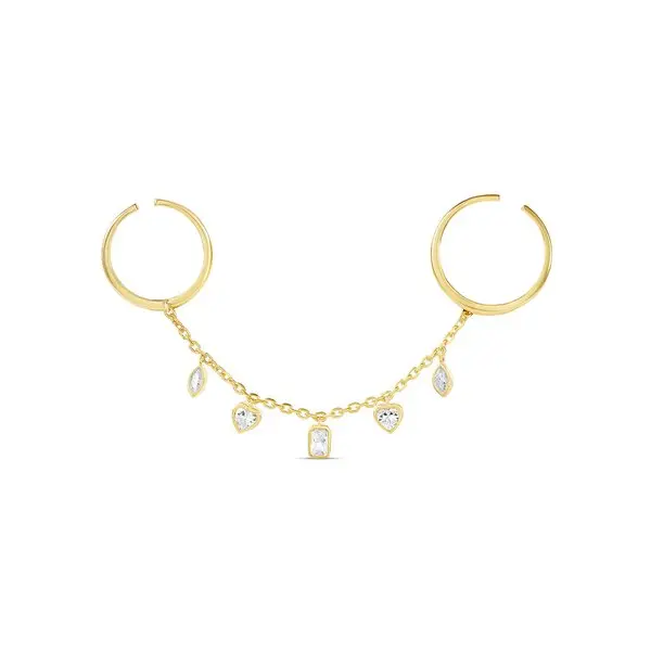 SHYMI Two Finger Bezel Set Adjustable Ring Mix Shape - Gold