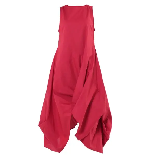 METAMORPHOZA Red / Grey / Blue Asymmetric Sleeveless Dress In Red - Red/grey/blue