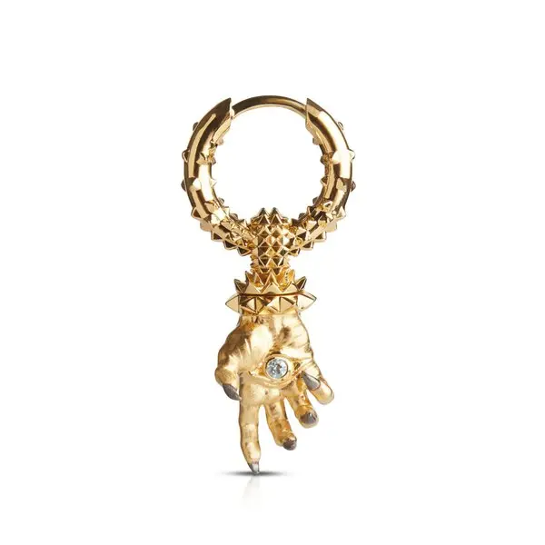 KASUN LONDON Hand Of The Protector Earrings March Aquamarine Vermeil - Gold