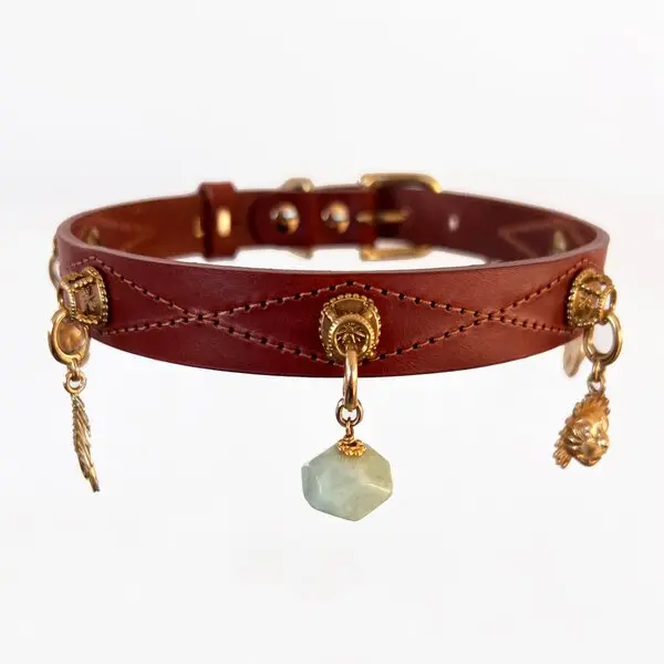 UNLEASH CPH Brown / Gold Untamed Spirit Dog Collar Large - Brown/gold