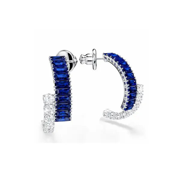 MAISON DE GALA Crystal Double Row Hoop Earrings - Blue