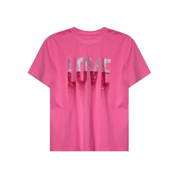 MIRACLES MANIFESTER Love Rhinestoned T-shirt - Pink