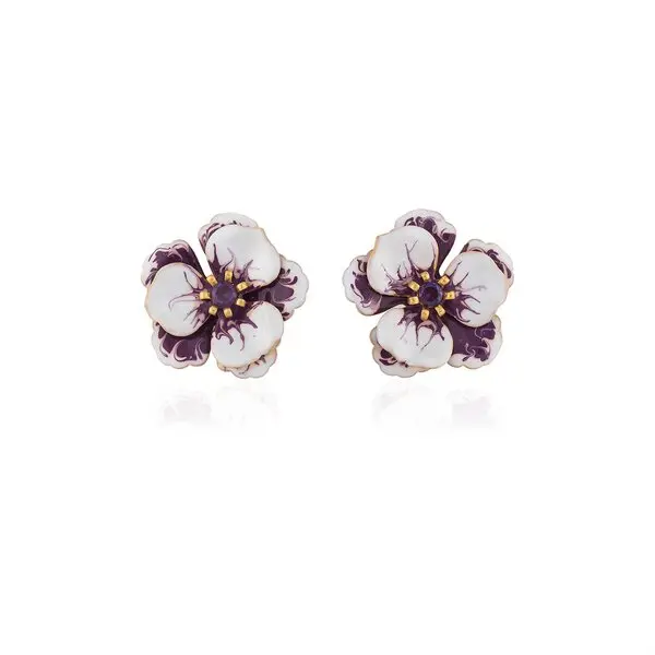 MILOU JEWELRY Viola Flower Earrings - Purple