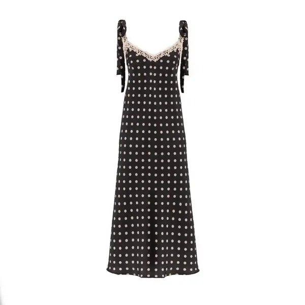 GEORGETTE Luna Dots Midi Dress - Black