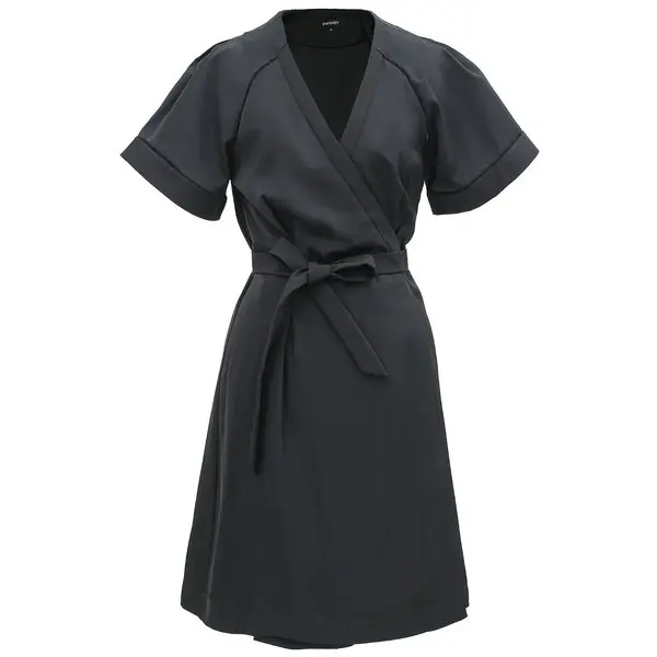 SMART AND JOY Short Minimalist Wrap Dress - Black