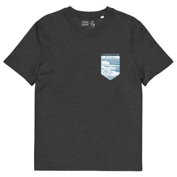 ANCHOR & CREW Heather Think Ocean Polar Bear Love The Planet Organic Cotton T-shirt - Black
