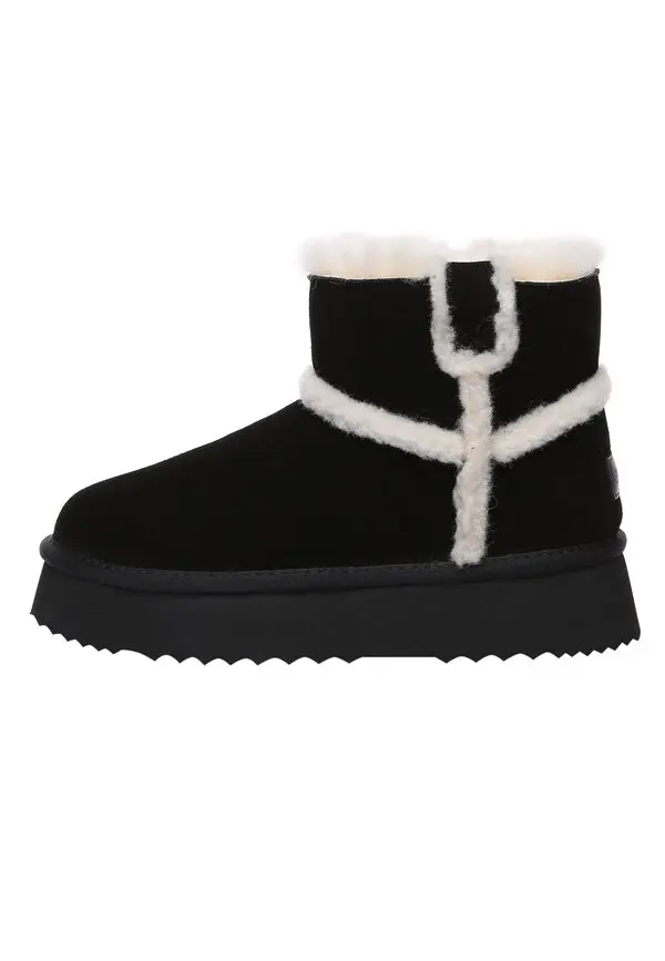 EVERAU AUSTRALIA Barren Leather Chic Platform Short Boots - Black