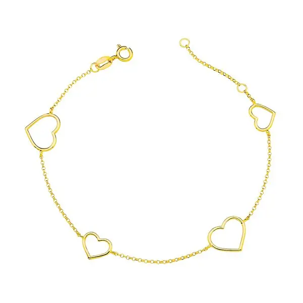 SOLIO JEWELLERY Yellow / Gold Hearts Bracelet 18k Solid Gold - Yellow/gold