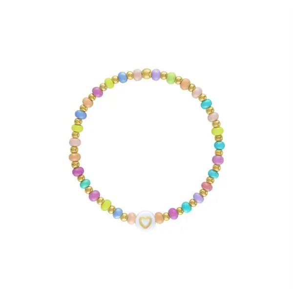 OLIVIA LE Rainbow Heart Bead Bracelet - Yellow