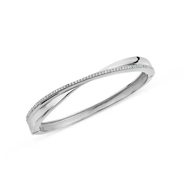 SALLY SKOUFIS White / Silver Light Bangle With Made White Cz Diamond Stimulant In Sterling Silver - White/silver