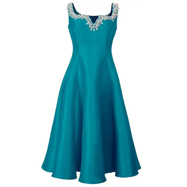 SMART AND JOY Sweetheart Cleavage Beaded Cocktail Dress Teal - Blue