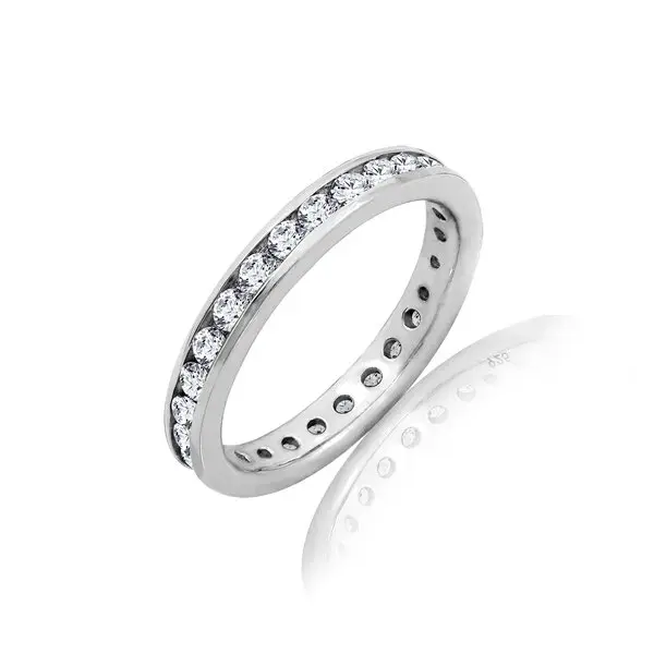 DIAMONBLISS Embellished With Swarovski Channel Setting One Carat Round Cut Eternity Ring - White