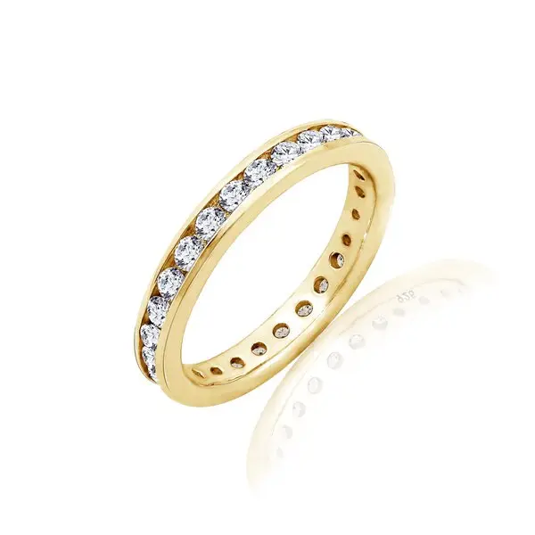 DIAMONBLISS Embellished With Swarovski Channel Setting One Carat Round Cut Eternity Ring - Yellow