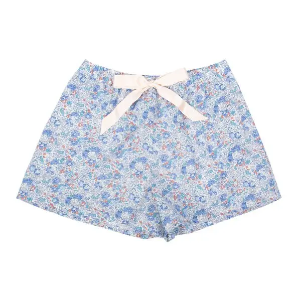 LE COLONEL White / Blue Liberty Claire Aude Pyjama Shorts - White/blue