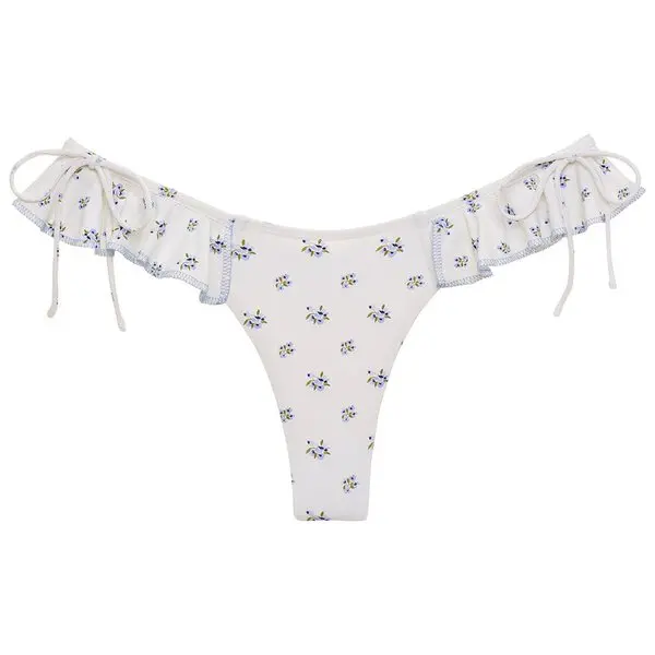 MONTCE Heidi Floral Uno Ruffle Bows Bikini Bottom - White