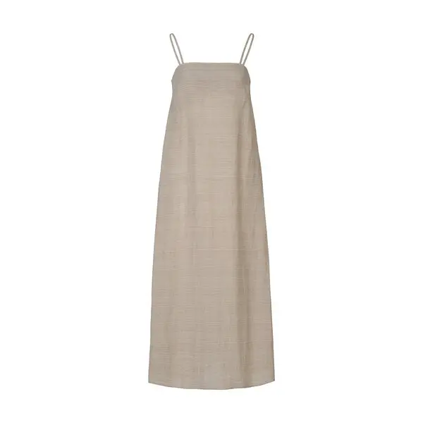 THE SUMMER EDIT Neutrals Blake Luxe Linen Bandeau Sundress Natural - Black/blue