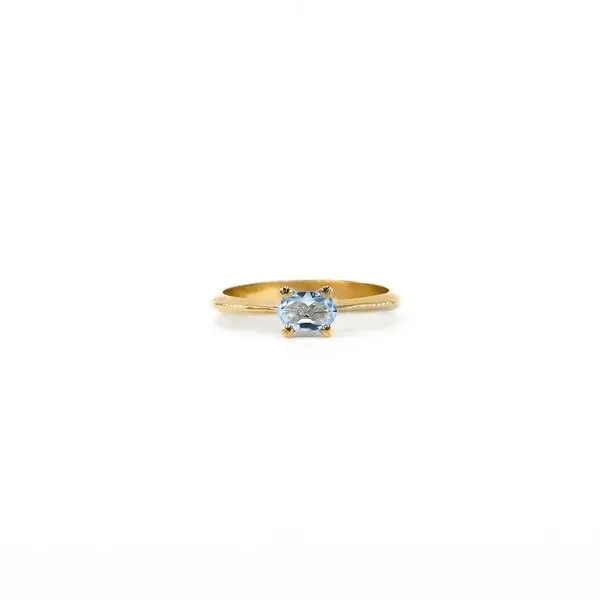 MARTELIÈ Synthetic Aquamarine Ring, Oval Cut- Horizontal - Gold