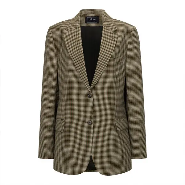 TRIONA Houndstooth Neasa Oversized Blazer - Green