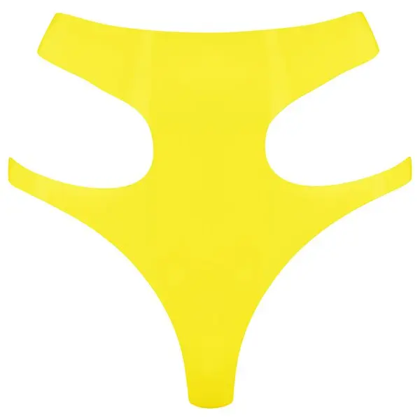 ELISSA POPPY Latex Cut Out Thong - Yellow