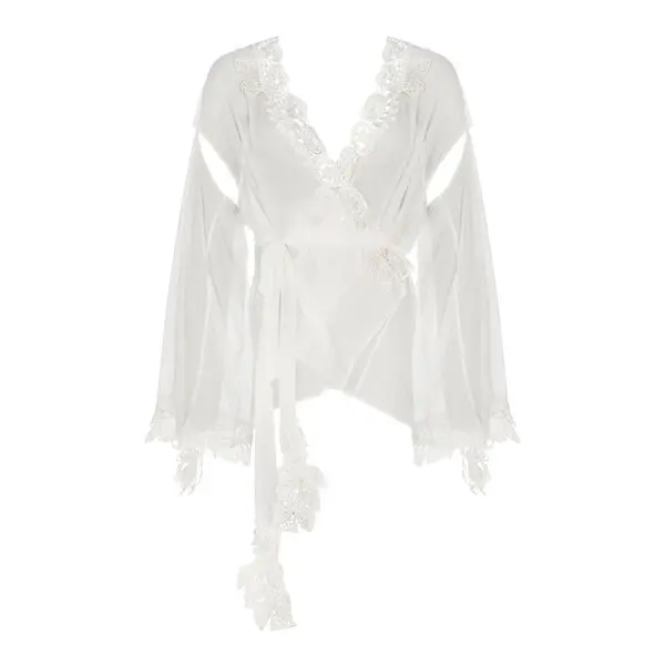 BELLE ET BON BON Limited Edition Crystal Ivory Bisoux Bridal Kimono - White