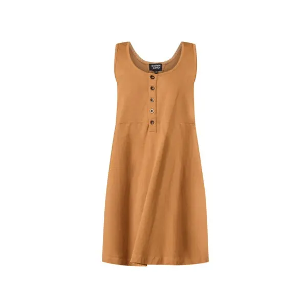 KNOWN SUPPLY Button Up Sleeveless Dress Leon Willow - Brown