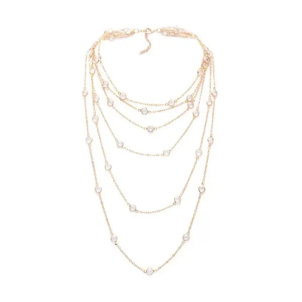 Saachi Glass Multi Layer Necklace - Gold