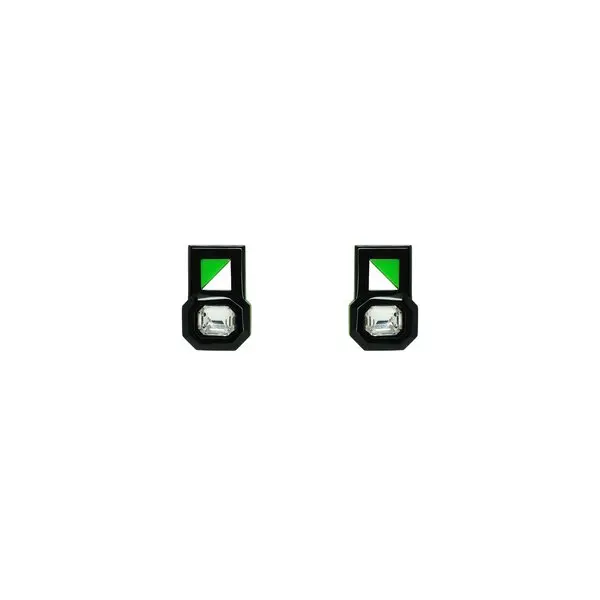 GISSA BICALHO Handmade Acrylic Earring P Deco Octogonal Cut Stone - Green