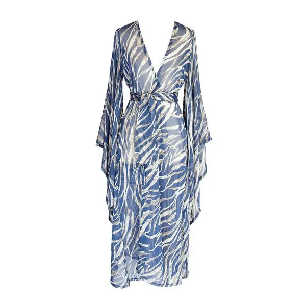 JENNAFER GRACE Blue / White Etosha Azul Kimono - Blue/white