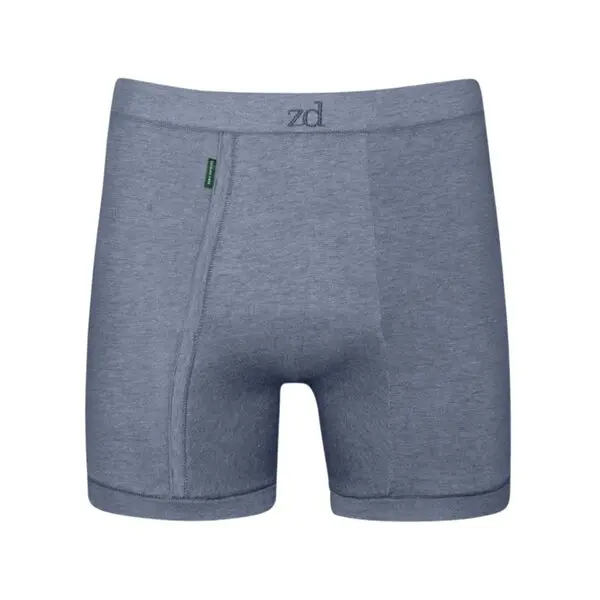 ZD ZERO DEFECTS Helios Fly Front Boxer Egyptian Cotton Superior Quality Premium Comfort Color Denim - Blue
