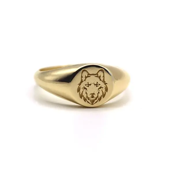 VICSTONENYC FINE JEWELRY Wolf Signet Yellow Ring For - Gold
