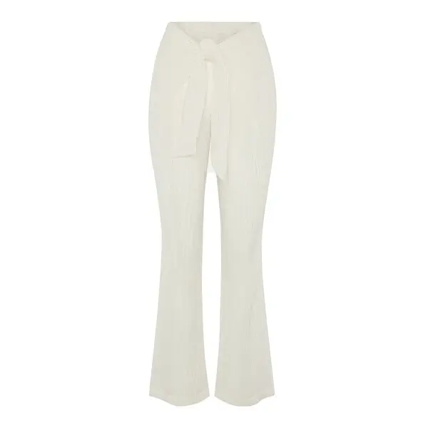 THE SUMMER EDIT Livi Crinkle Linen Trouser Ivory - White
