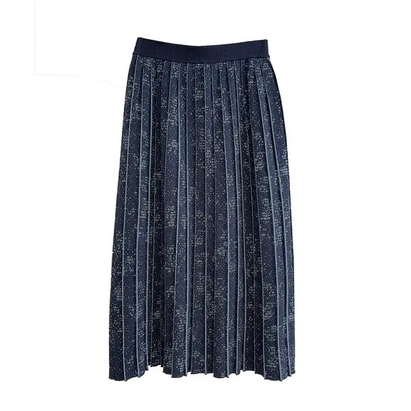 ARTO. Yeah! Floral Pleated High Waisted Knit Skirt - Blue