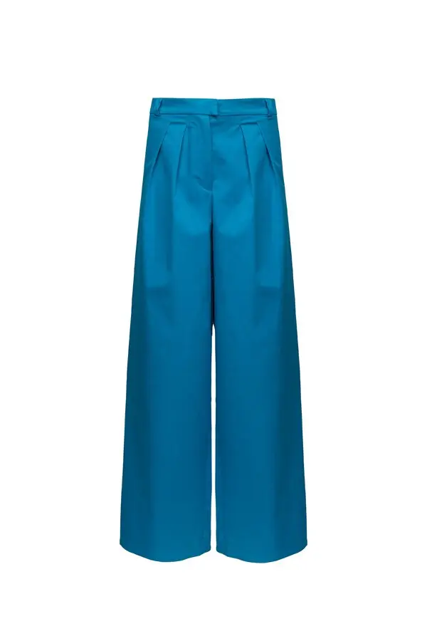 HELENE GALWAS Irena Cyan Cotton Trousers