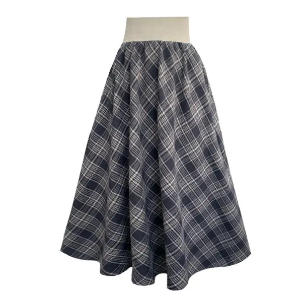 FROCK TALES Blue / Grey Bonnie Midi Skirt In Navy Tartan - Blue/grey