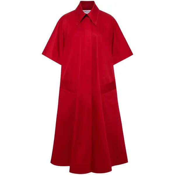FEMPONIQ Oversized Cape Cotton Dress / Berry - Red