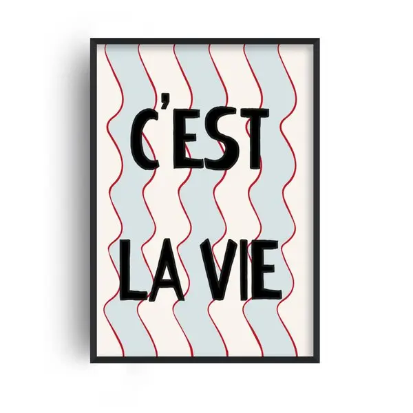 FANCLUB Red / Blue / Black C'est Lie Vie French Retro Inspired Giclée Art Print A2 - Red/blue/black